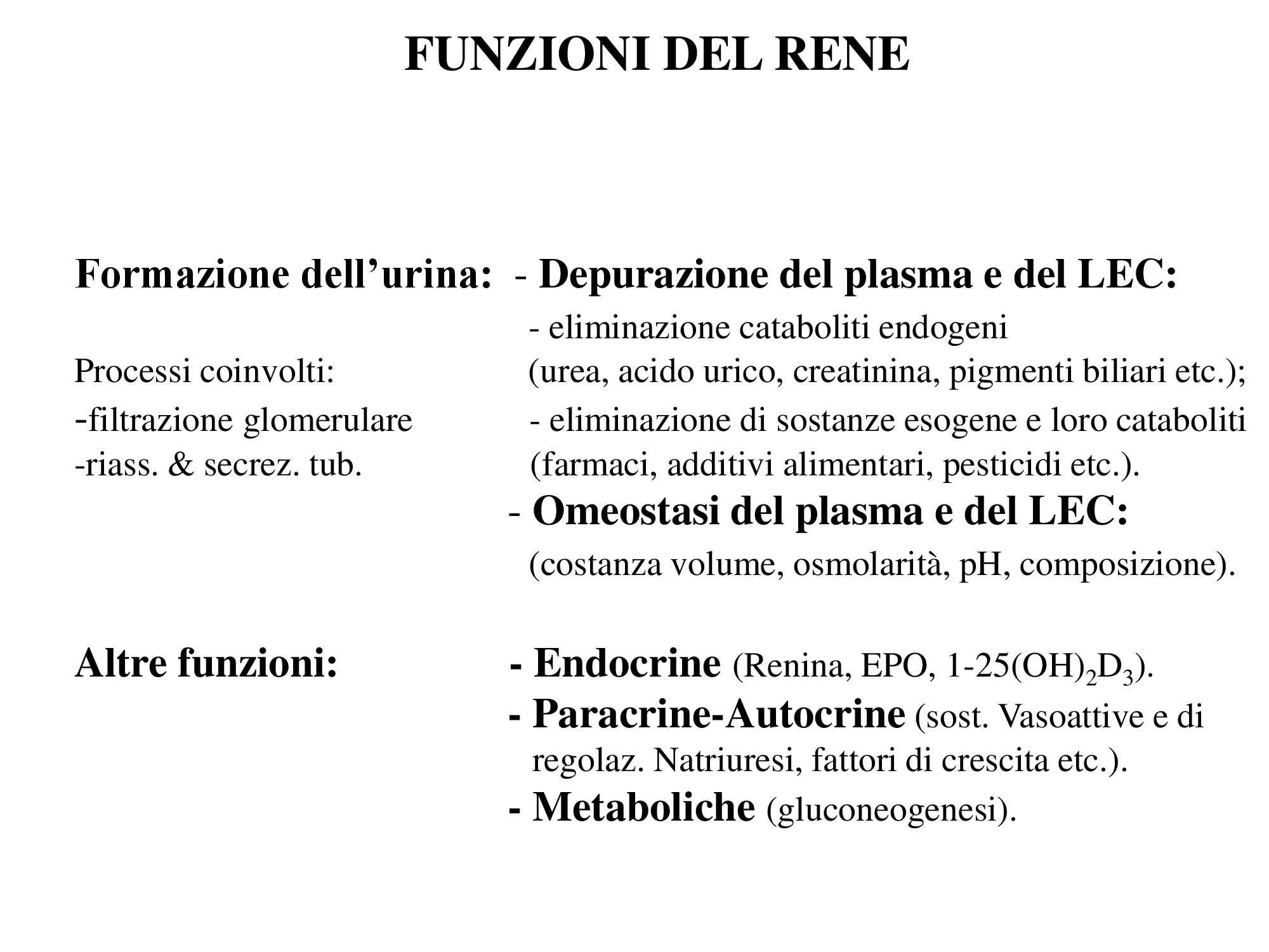 Funzioni del rene - Fisiologia III