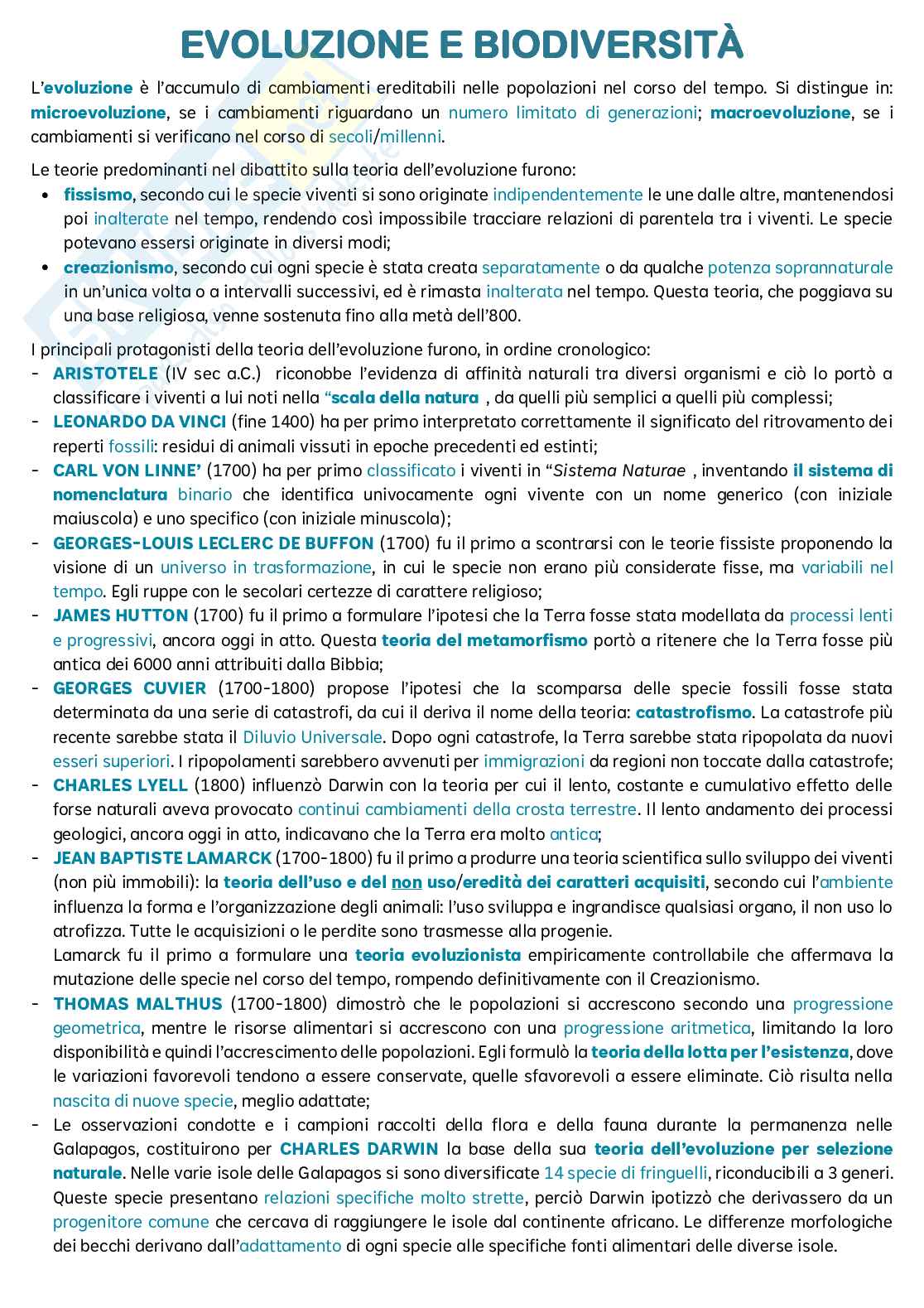 Riassunto esame Biologia generale e cellulare, Prof. Poletti Angelo ...