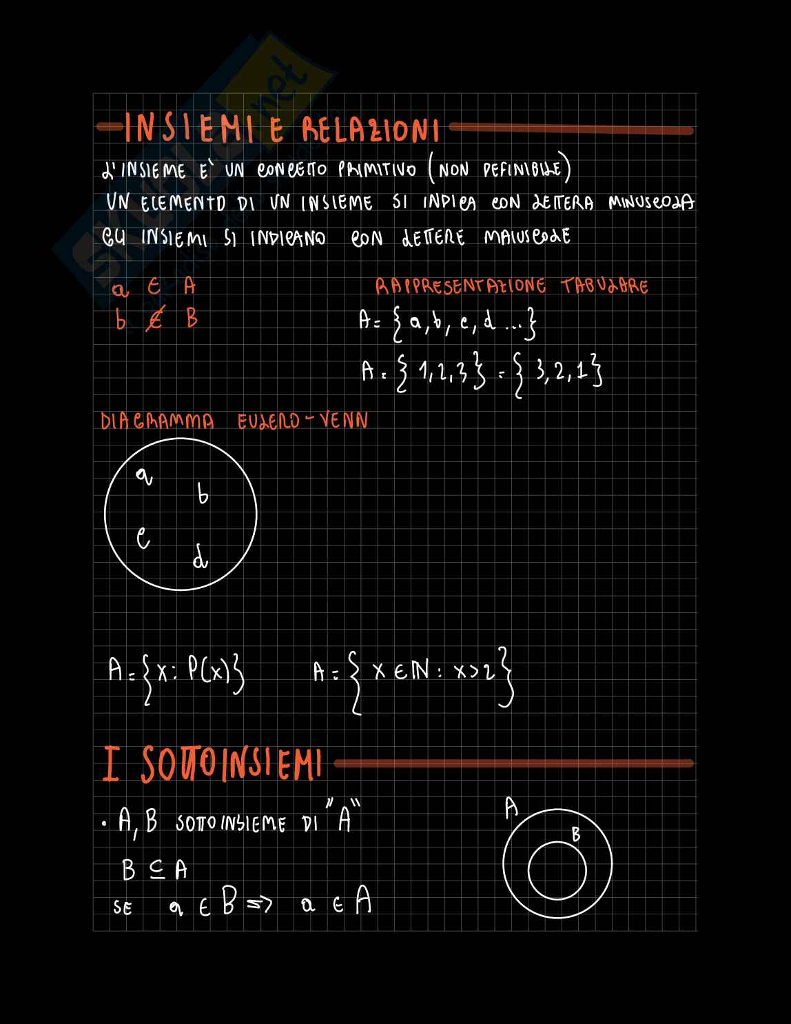 Insiemi, sottoinsiemi e relazioni